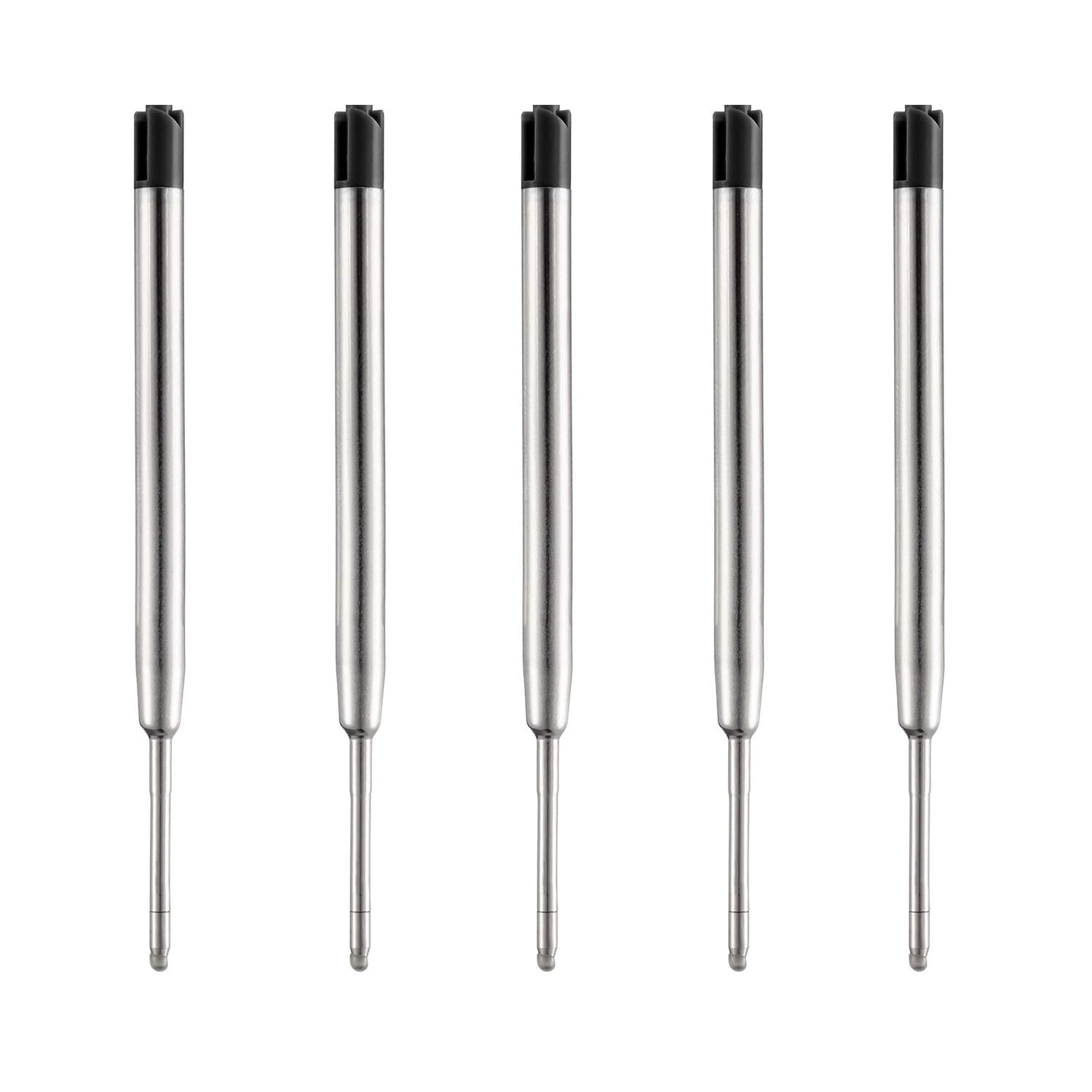 Black Ink Refill Pack of 5, Replaceable Ballpoint Pen Refills, Medium ...