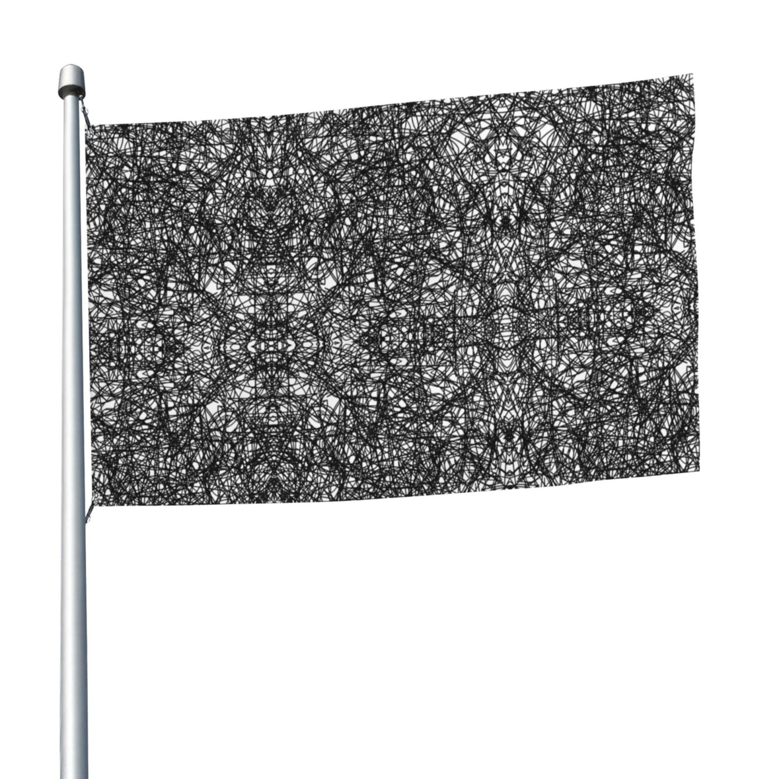 Black Ink Scribbles Flag 5x8 Ft Print Vivid Color Outdoors Indoors ...