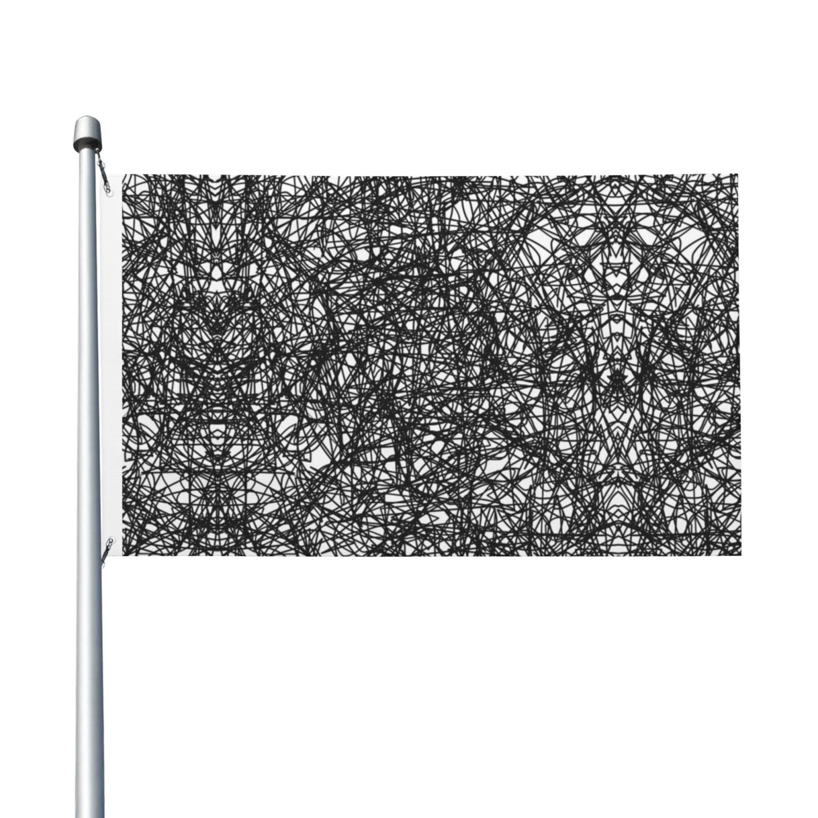 Black Ink Scribbles Flags 3 X 5 Foot Printed Bright And Vivid Colors ...
