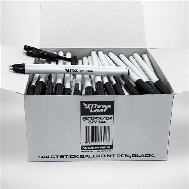 Black Ink Stick Ball Point Pen - 144 Count - Case of 12 - Walmart.com
