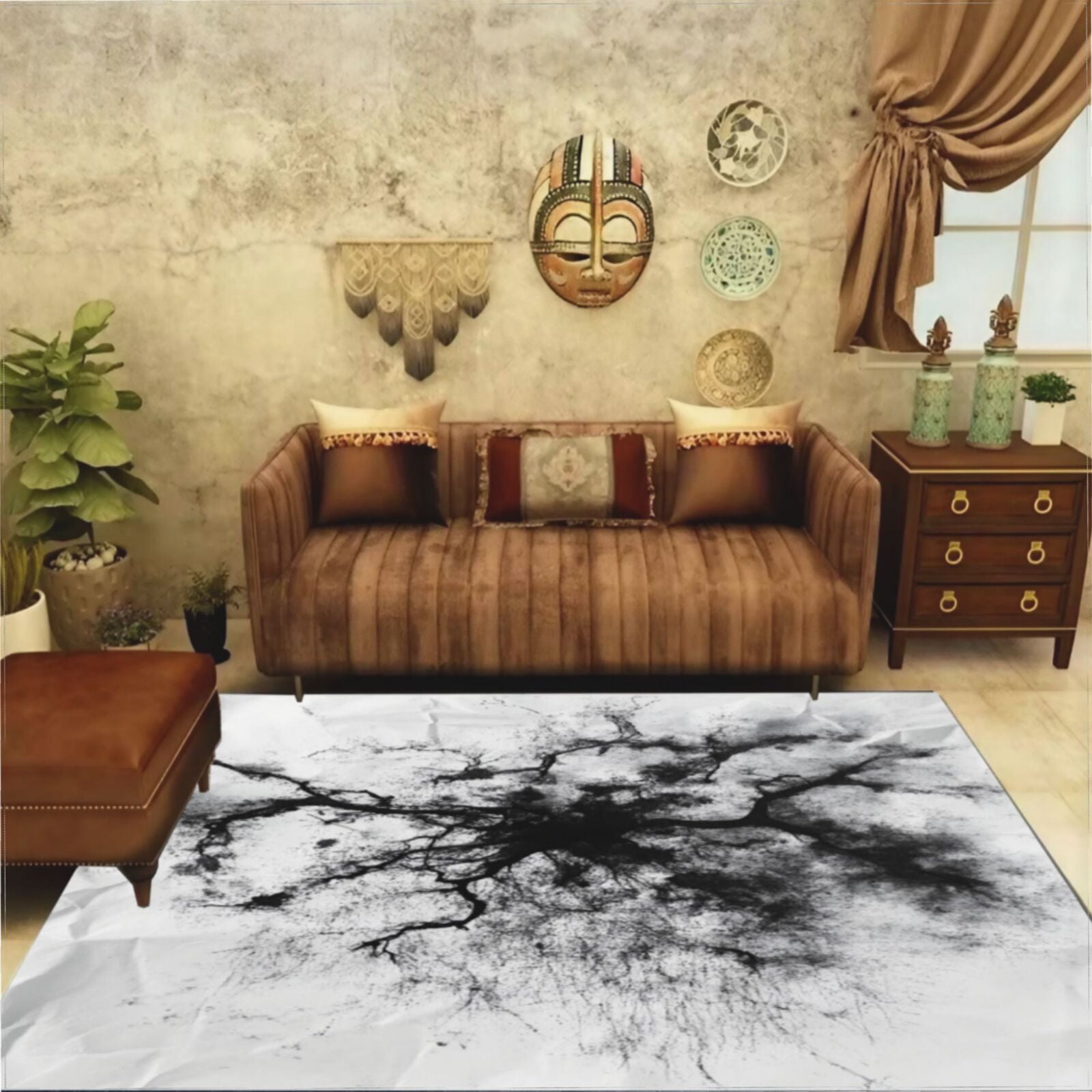 Black Ink Tree Abstract Art Living Room ration Nordic Carpets Large ...