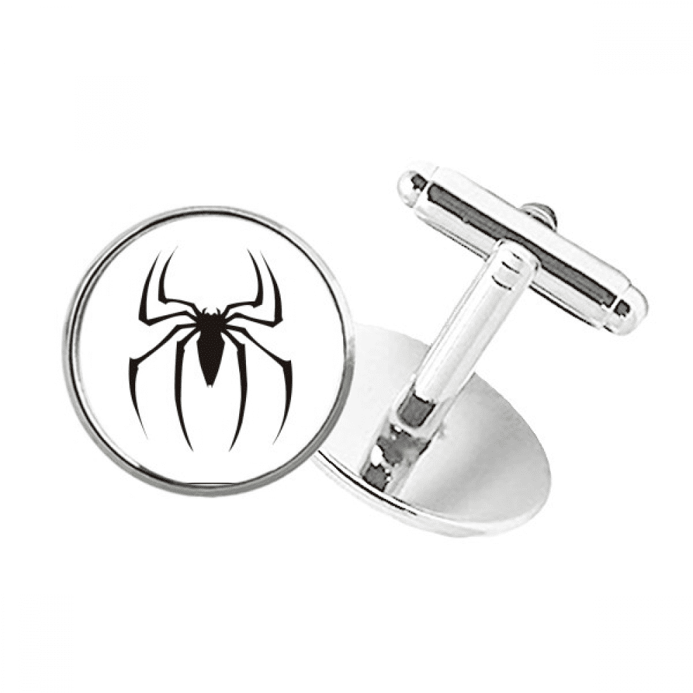 Black Insect Spider Illustration Pattern Round Button Cuff Clip Stud ...