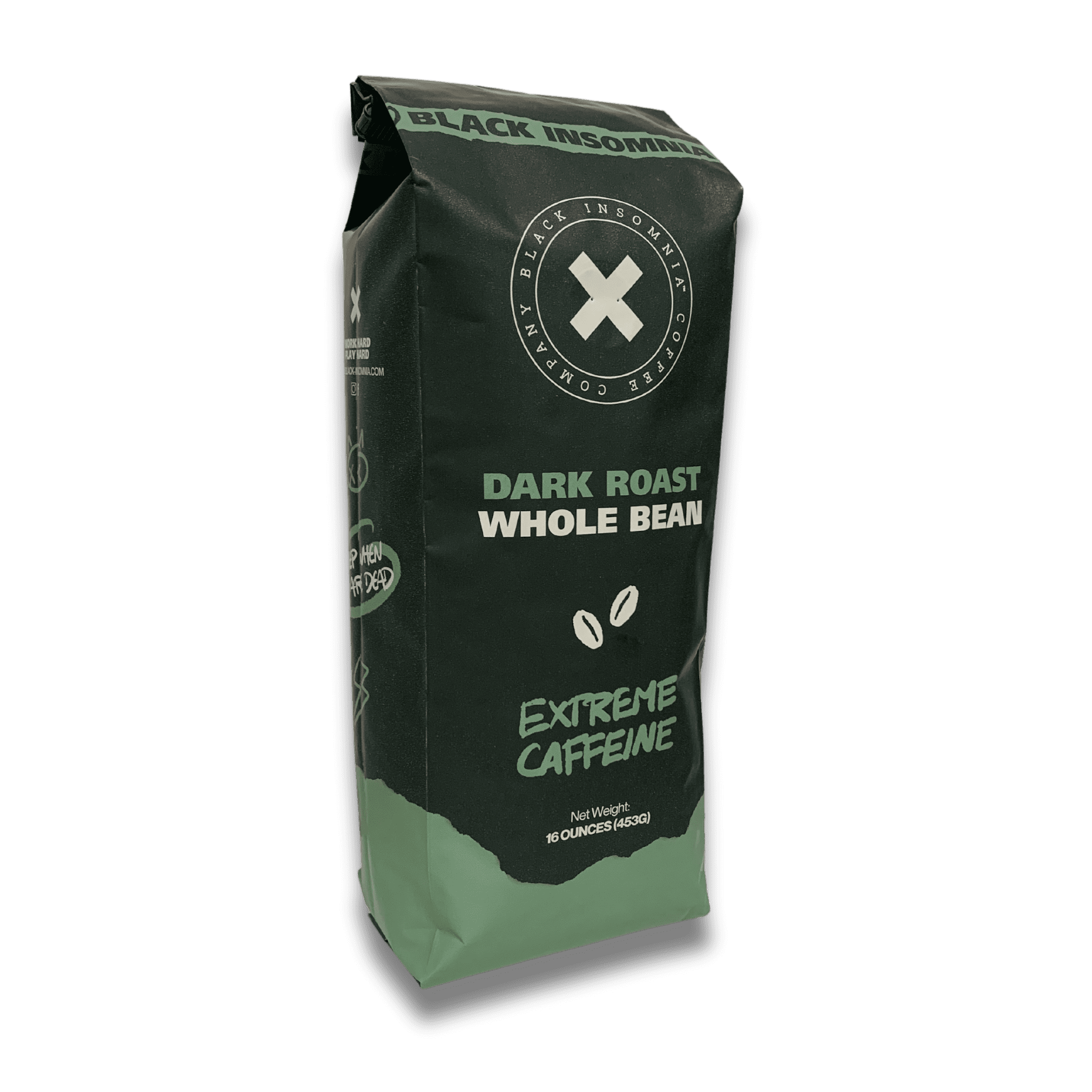 Black Insomnia Strongest Coffee, Extreme Caffeine, Dark Roast Whole ...