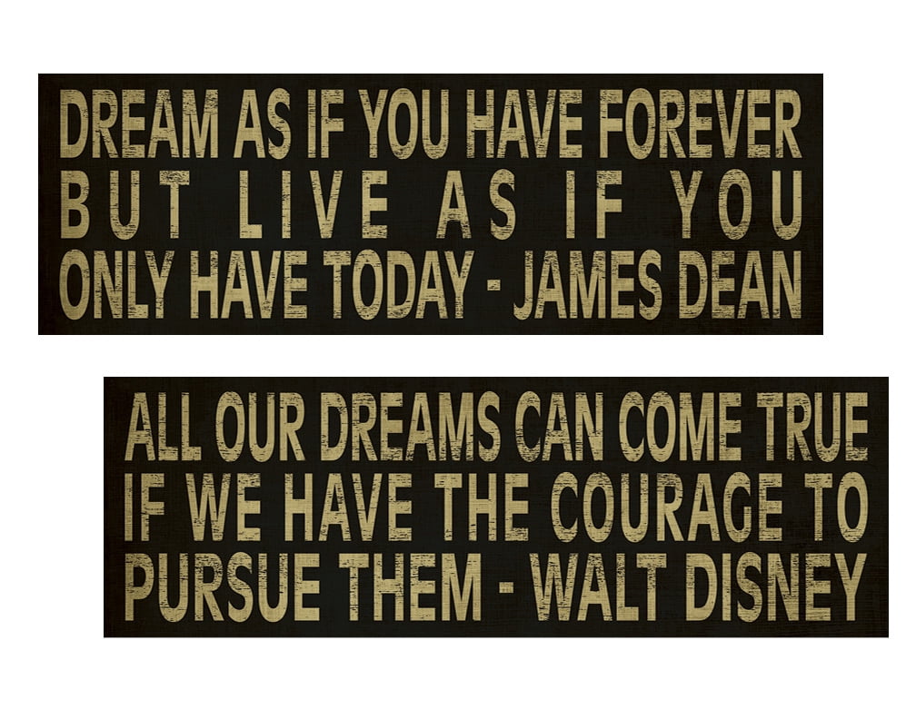 Black Inspirational James Dean and Walt Disney Quote Adult/Teen Decor ...