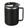 Black Insulated Stainless Steel Travel Mug With Push Button Lid Vacuum ...
