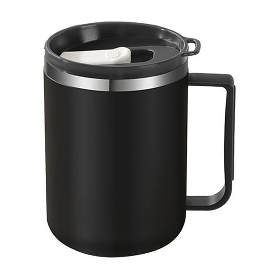 Black Insulated Stainless Steel Travel Mug With Push Button Lid Vacuum ...