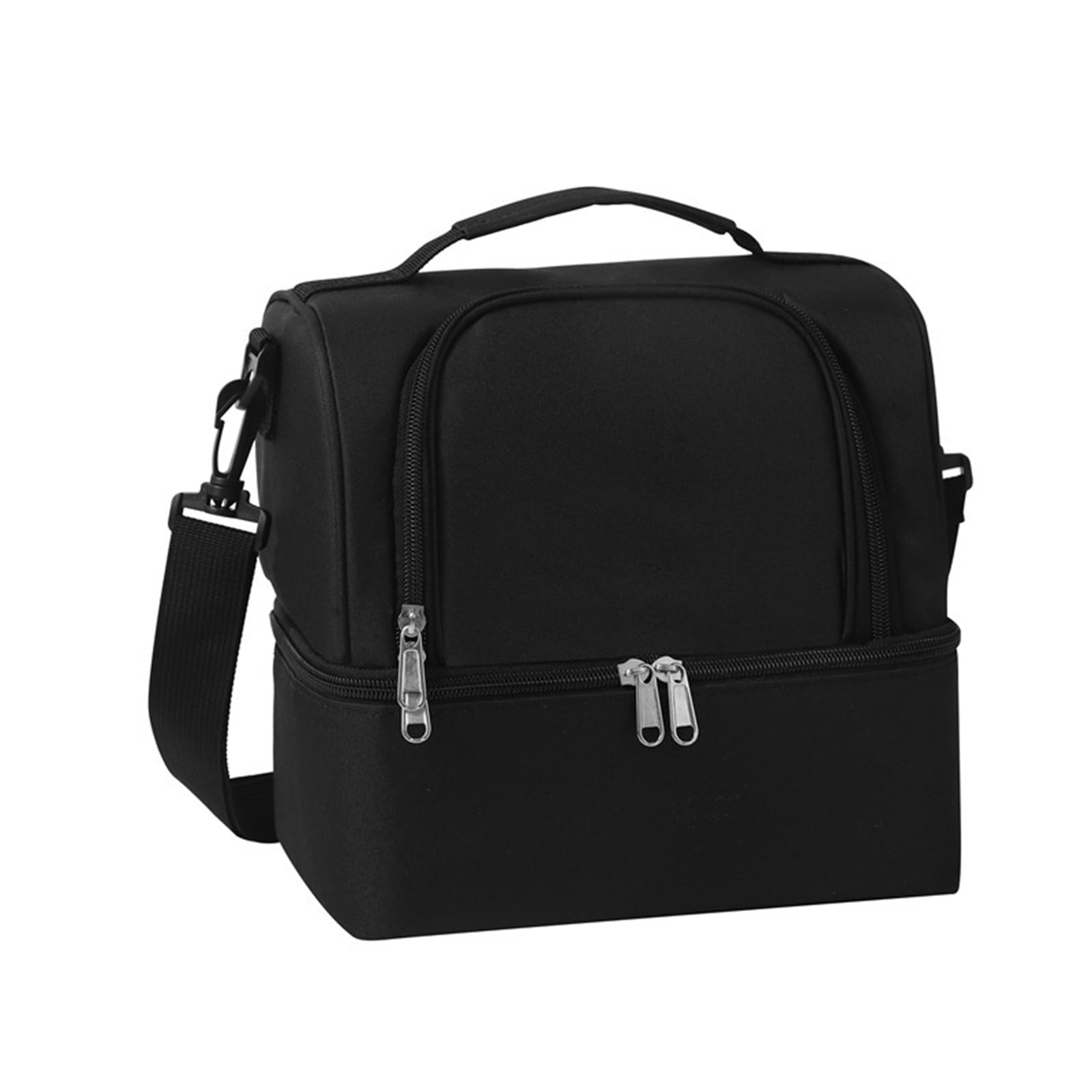 Black Insulating Lunch Bag With Waterproof Double Layer For Bento Milk ...