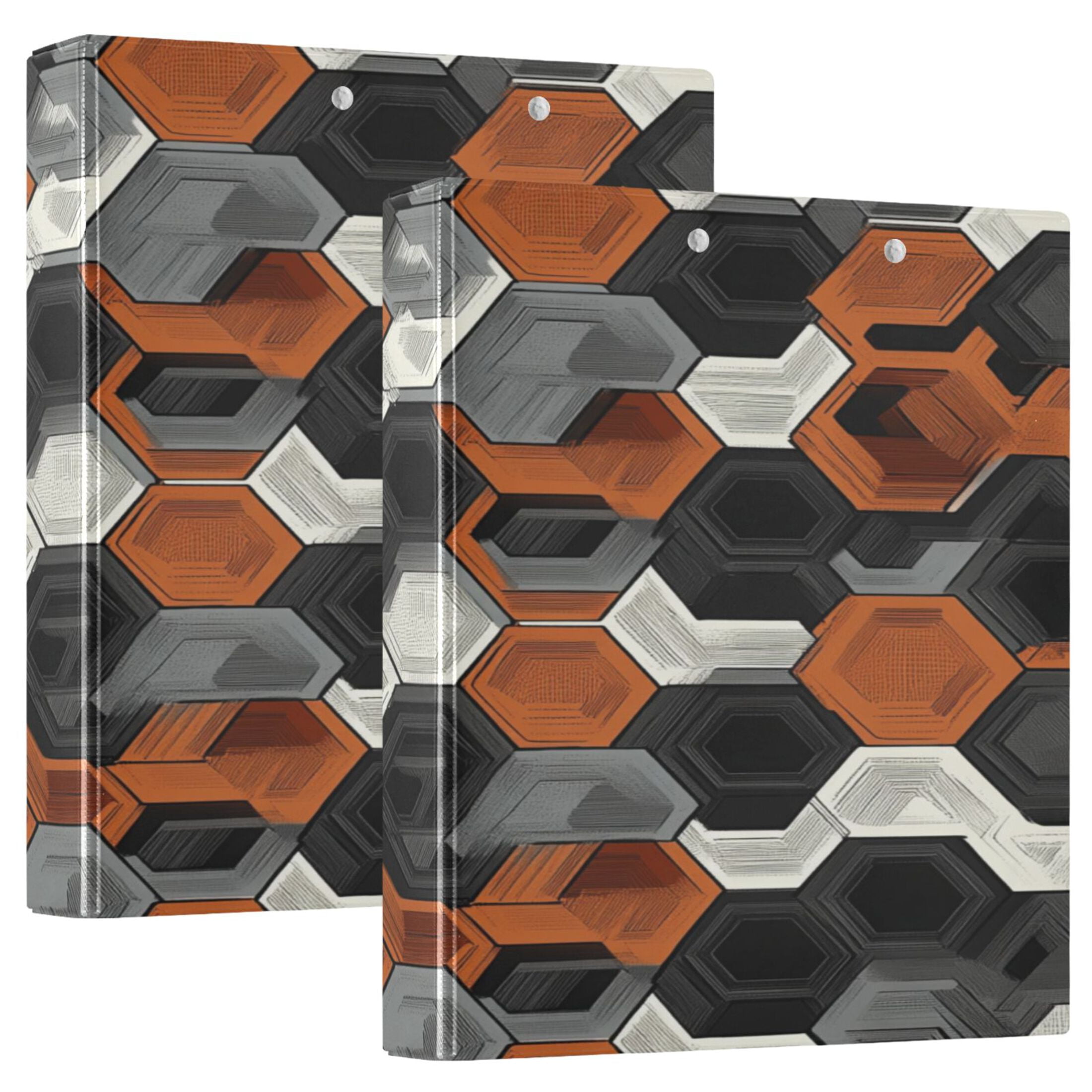Black Interlocking Hexagons 3 Ring Hardcover Binders 1.5in Round Rings ...