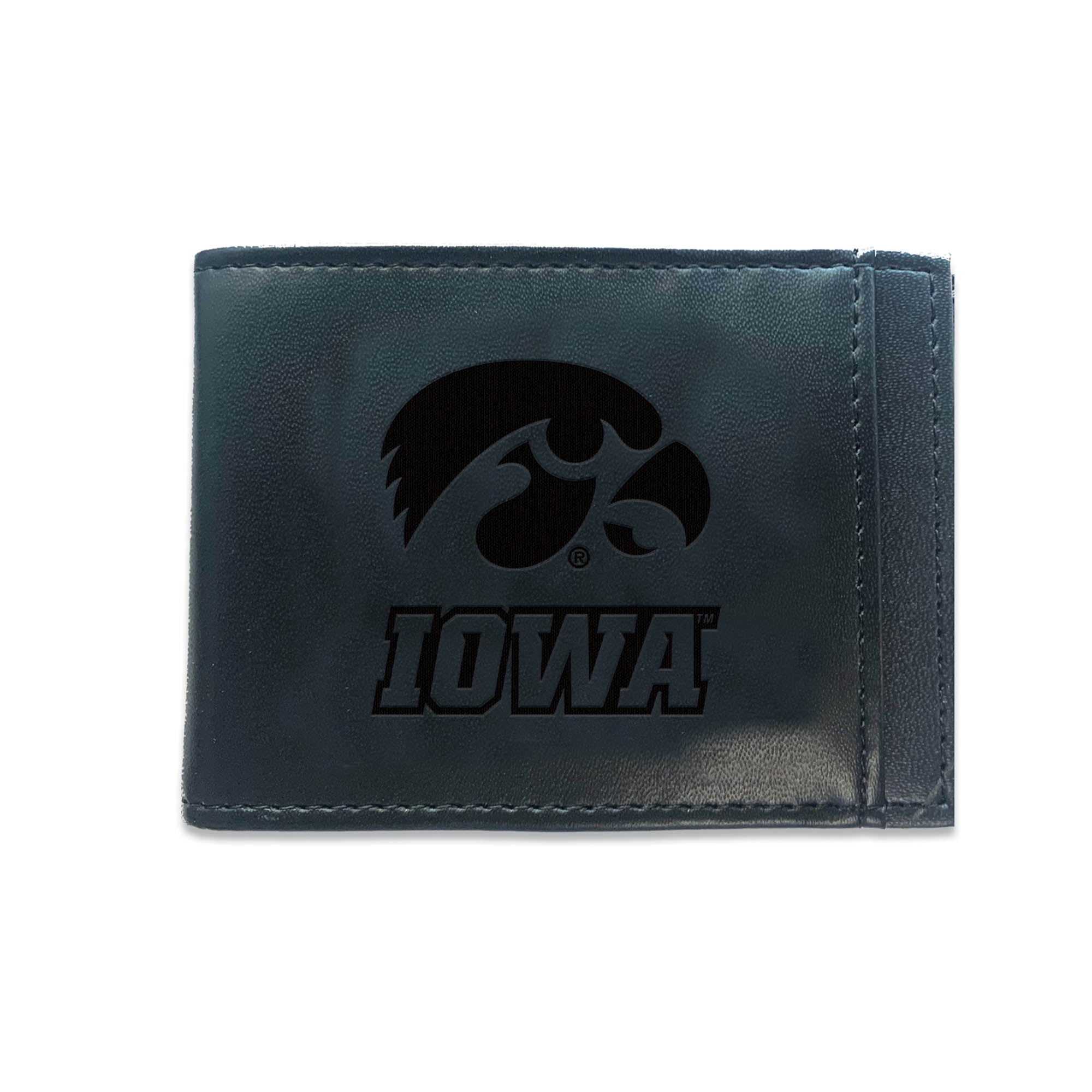 Black Iowa Hawkeyes Hybrid Leather Front Pocket Bi-Fold Wallet with ...