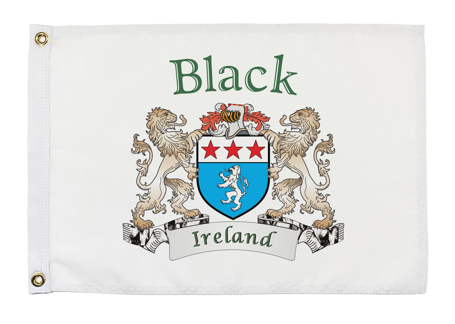 Black Irish Coat of Arms Small White Flag - 16"x10.5" inches - Walmart.com