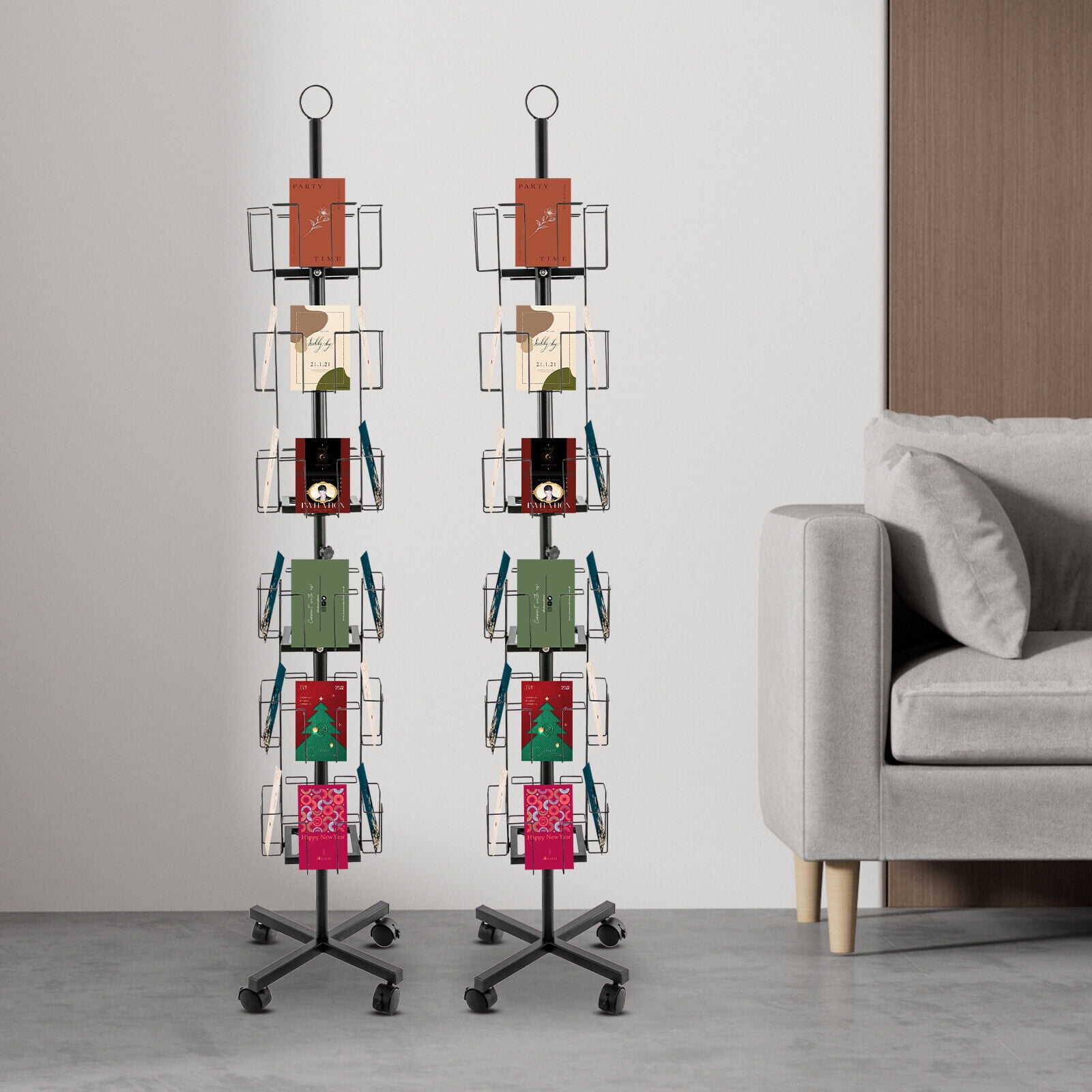 Black Iron 360° Rotating Greeting Card Rack, Display Stand Spinning ...