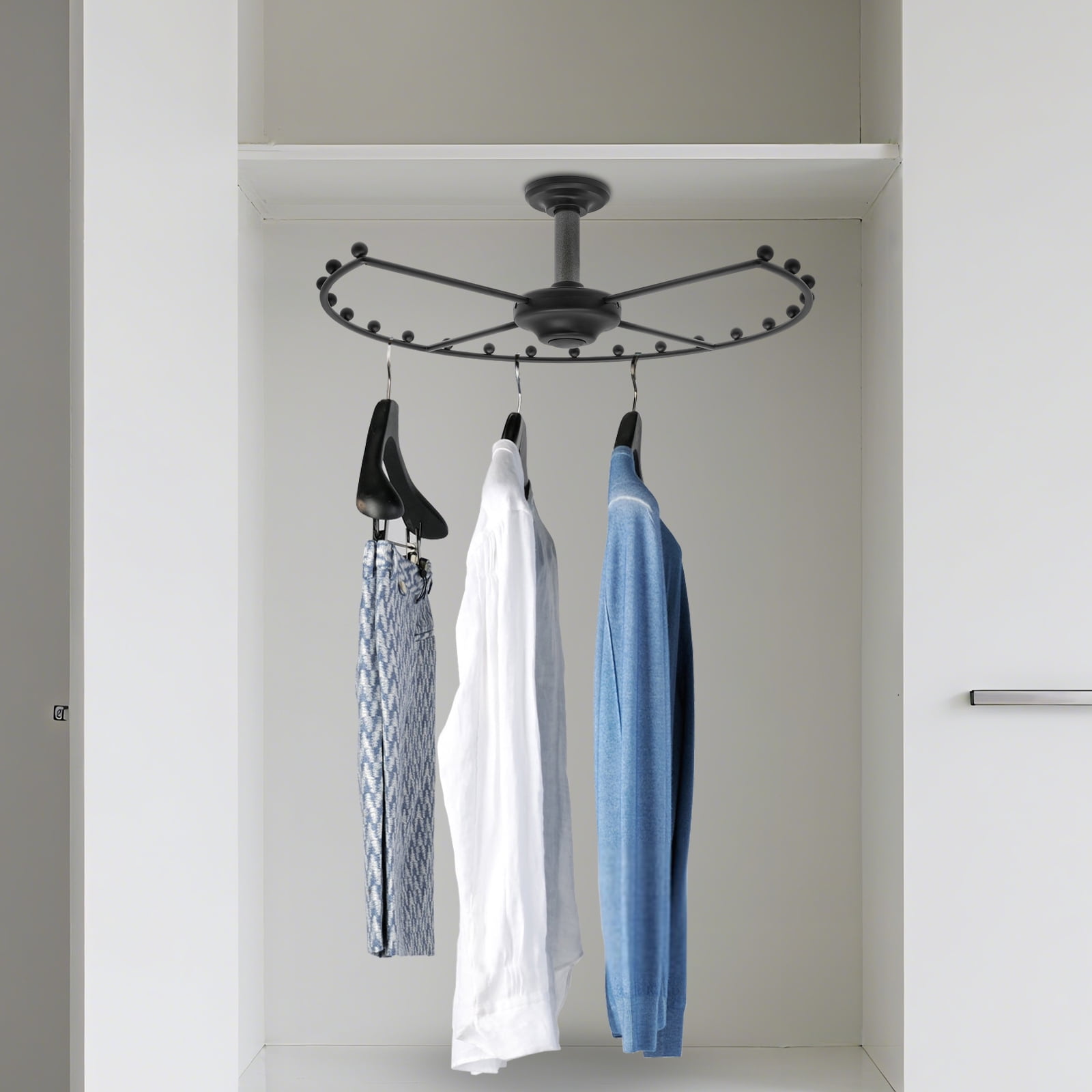 Black Iron 52*16cm Rotating Circular Wardrobe Rod 66 Pounds Bearing 360 ...