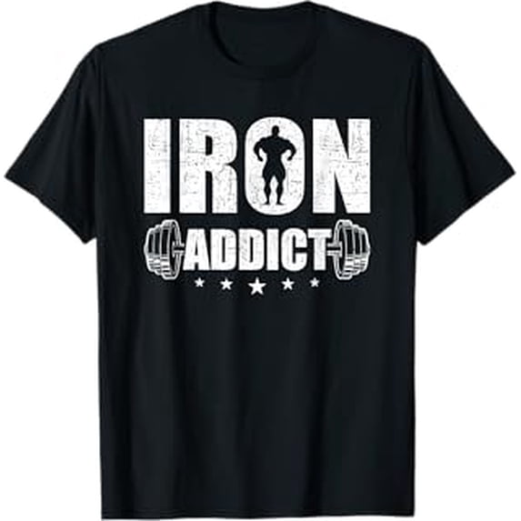 Black Iron Addict Graphic T-Shirt for Bodybuilding Weightlifting ...