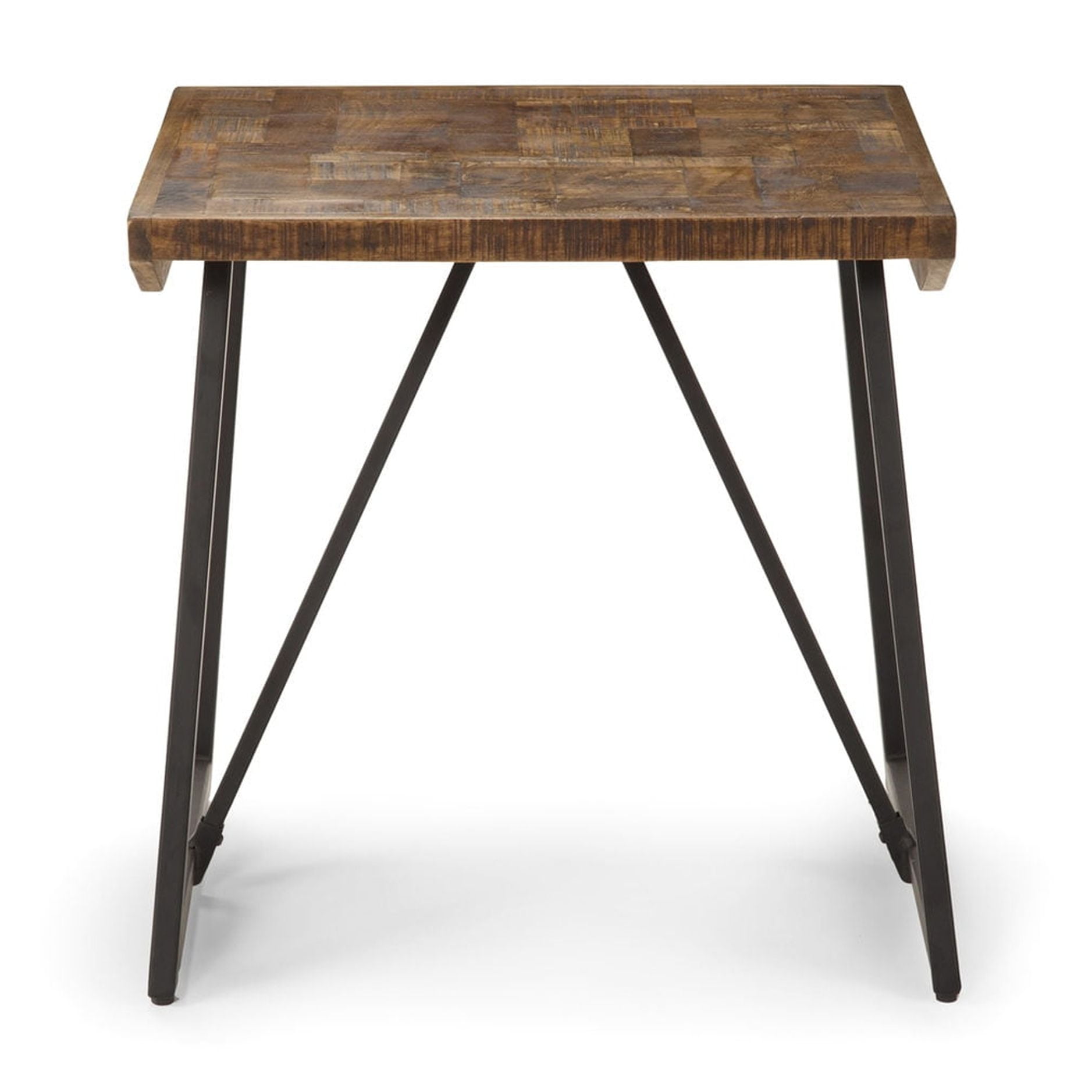 Black Iron Base End Table+Brown Mango Wood"-"TV Viewing+Offer Stable ...