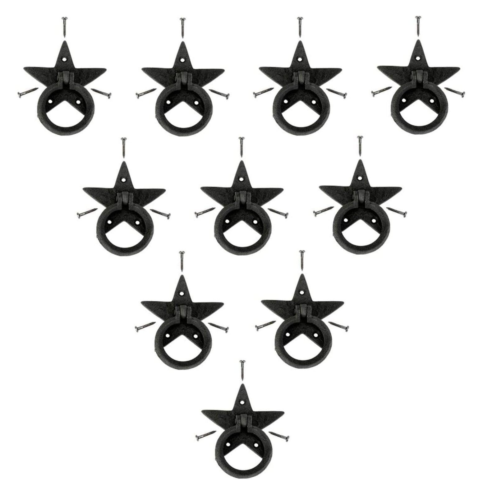 Black Iron Cabinet Pulls Antique Star Design Handles 3.88" H X 3.23 W ...