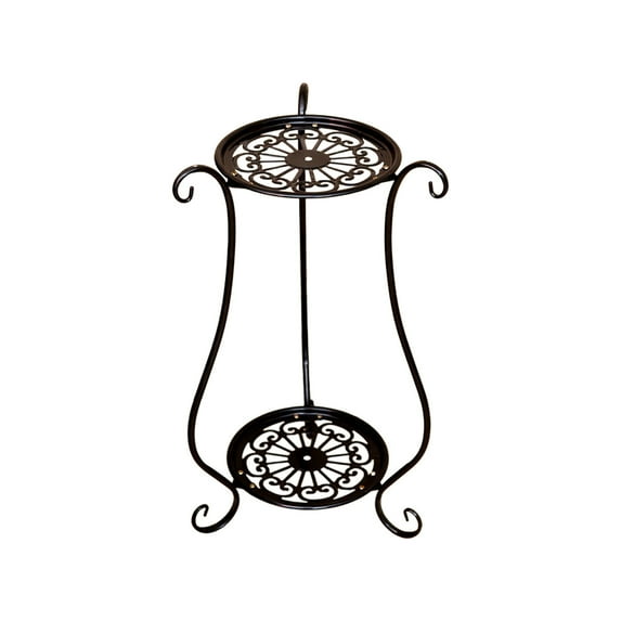 Black Iron Flower Stand Flower Pot Rack Double Layer Gardening Potted ...