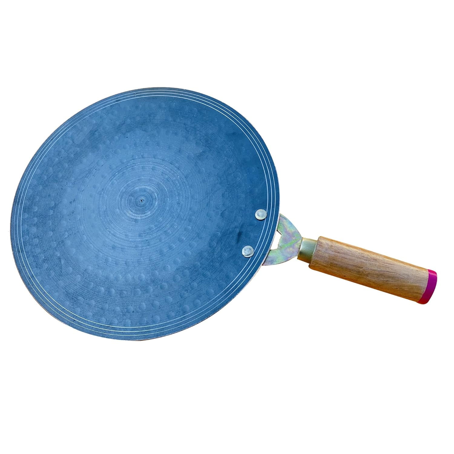 Black Iron Handmade Flat Hammered Tawa With Wooden Handle 11 Inch For ...