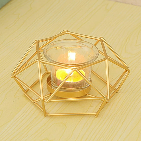 Black Iron Hexagonal Candle Holder | Modern Metal Candle Pedestal Stand ...