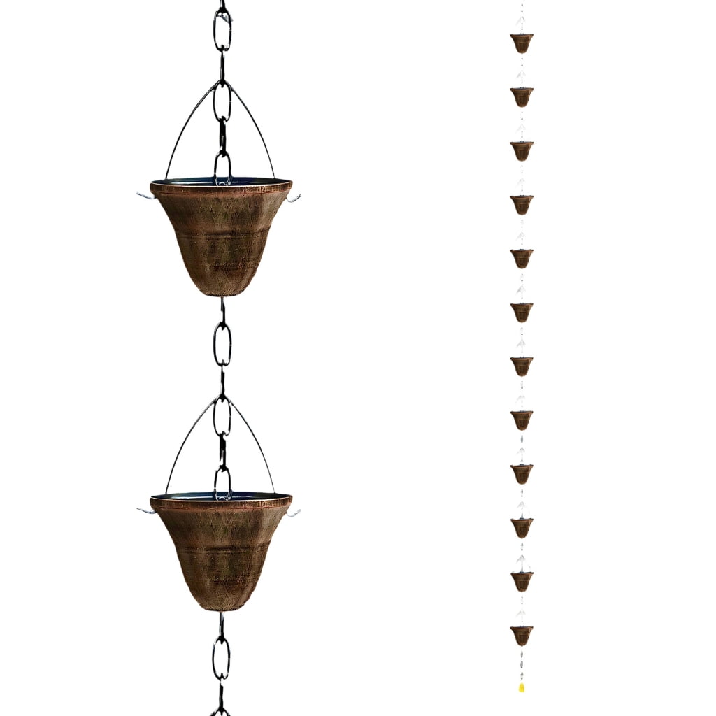 Black Iron Rain Chain Featuring 5 Unique Cups Ideal For Garden Terrace ...