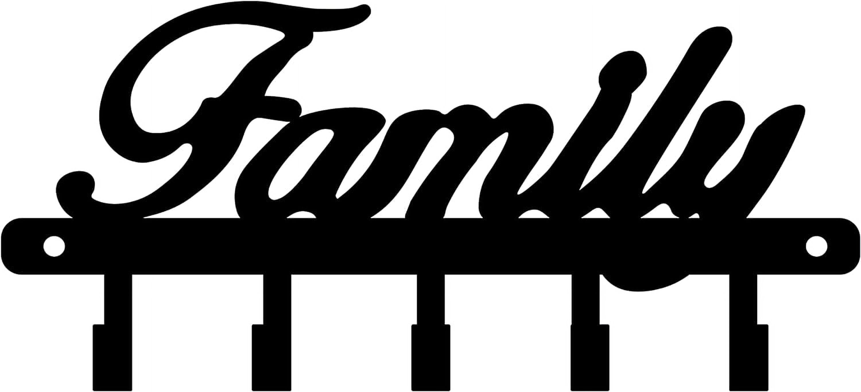 Black Iron Wall Mounted Hooks Metal Key Holder Word Family Pattern with ...