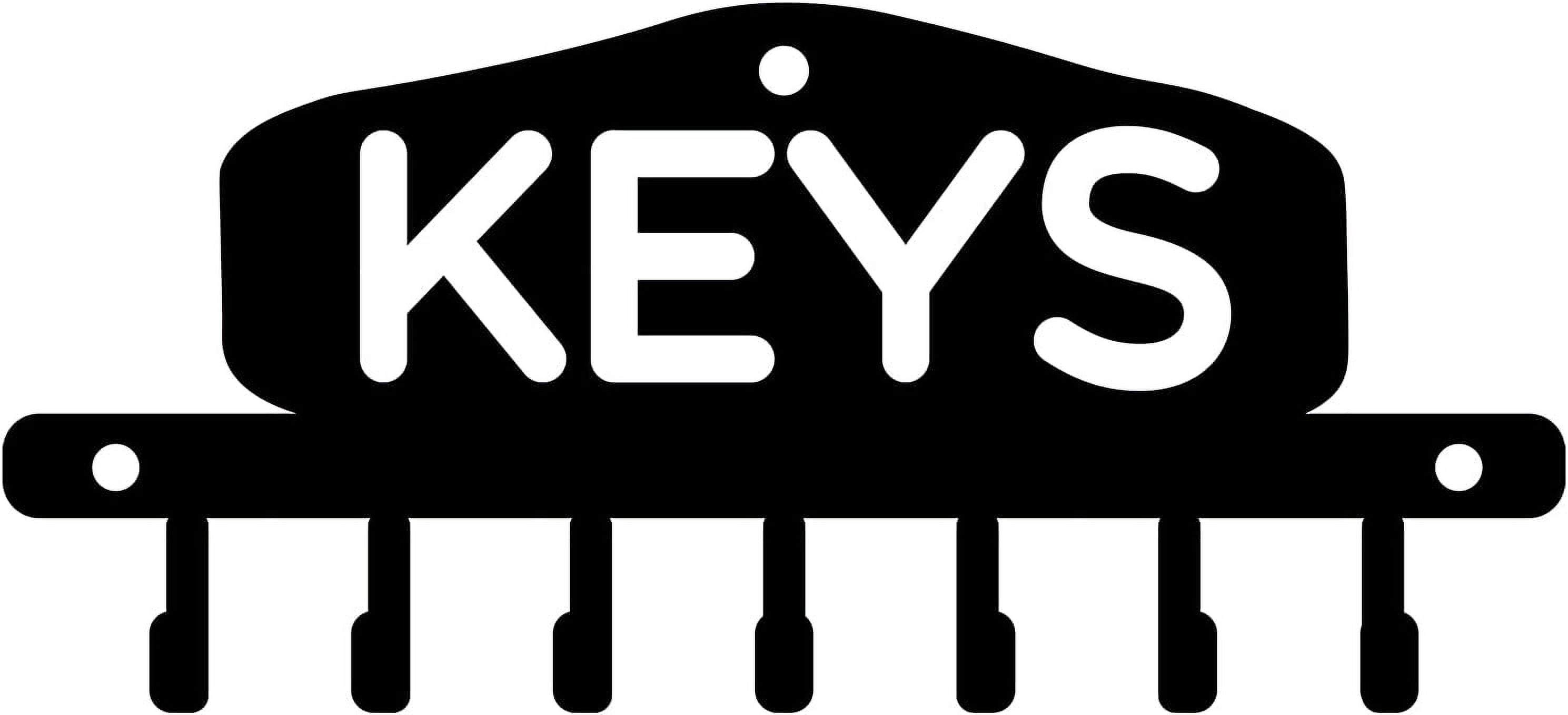 Black Iron Wall Mounted Hooks Metal Key Holder Word Keys Pattern with 7 ...