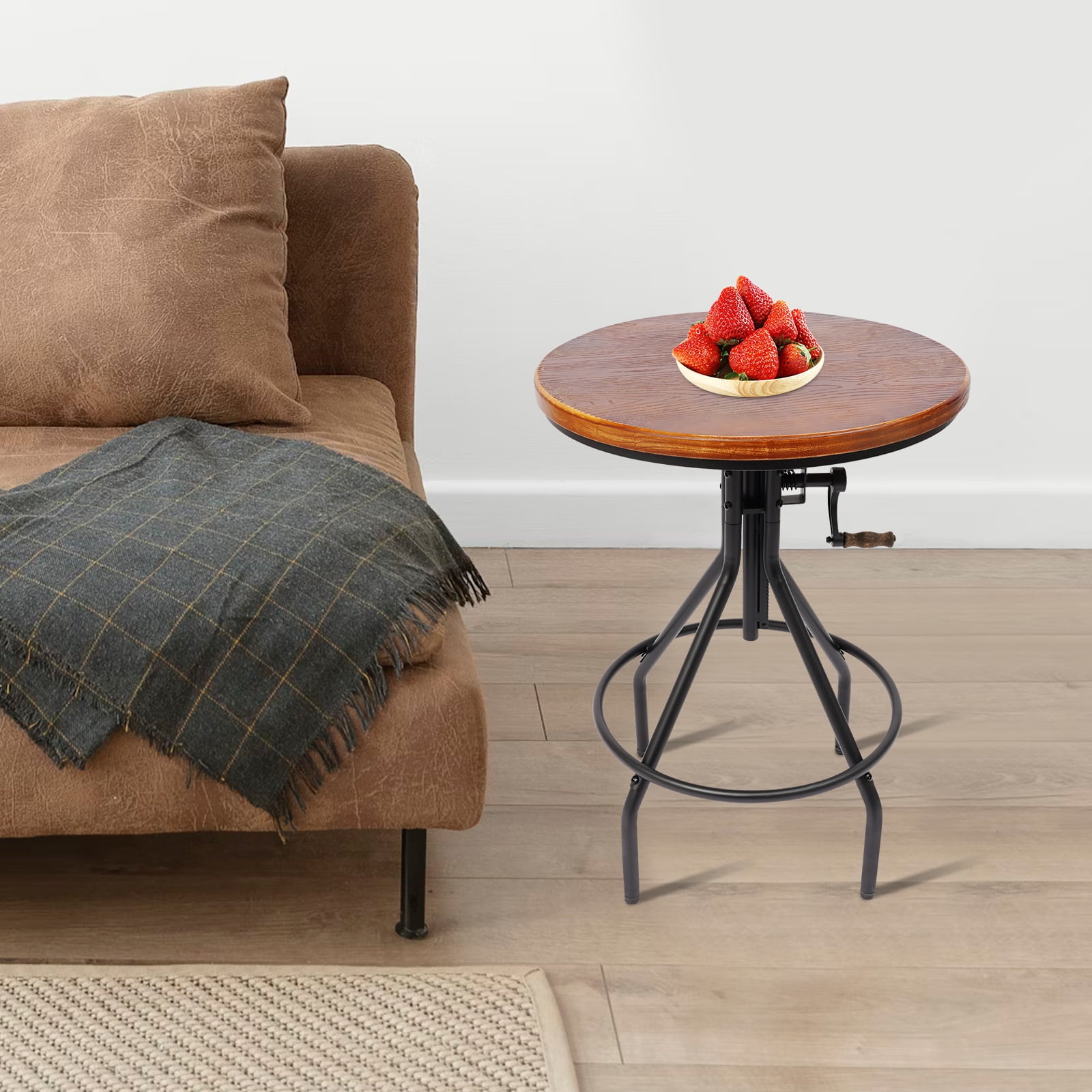 Black Iron Wood 90x60x60cm Lifting Bar Table Manually Adjustable ...