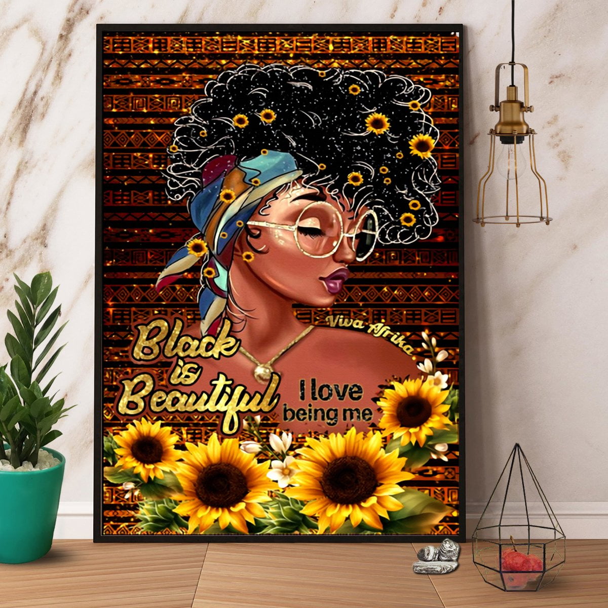 Black Is Beautiful Black Girl Sunflower Paper Poster No Frame Matte ...
