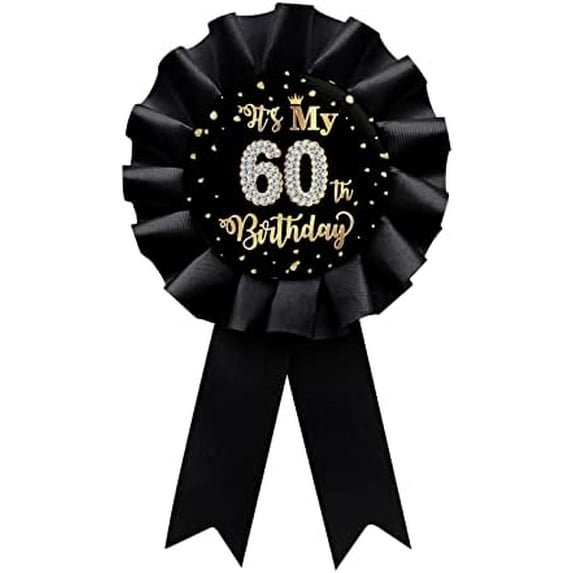 Black It's My 60th Birthday Tinplate Badge Pin, Happy 60th Birthday Man ...