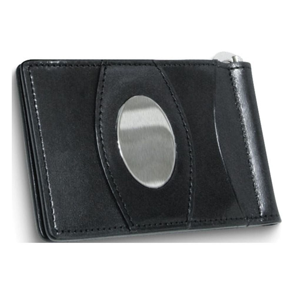 Black Italian Leather Razor Wallet with ID Window and Engraving Plate ...