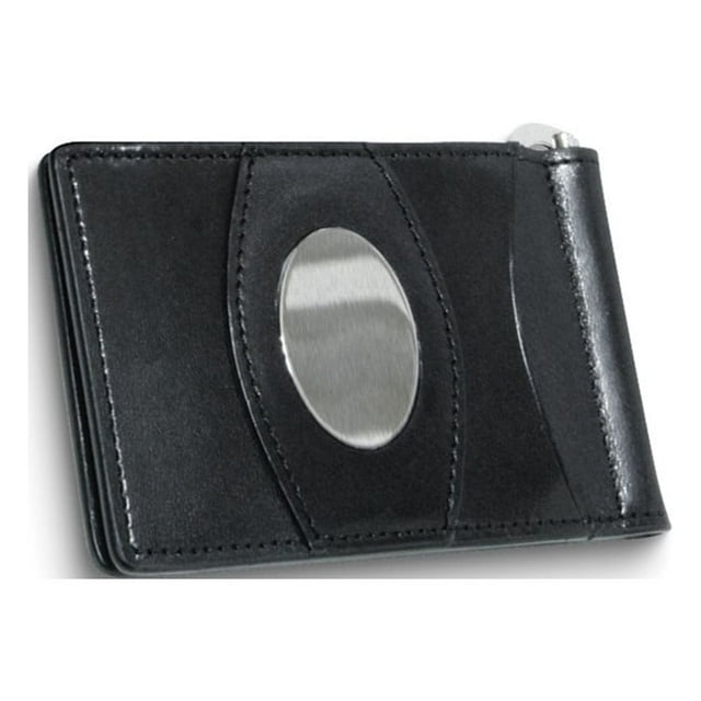 Black Italian Leather Razor Wallet with ID Window and Engraving Plate ...