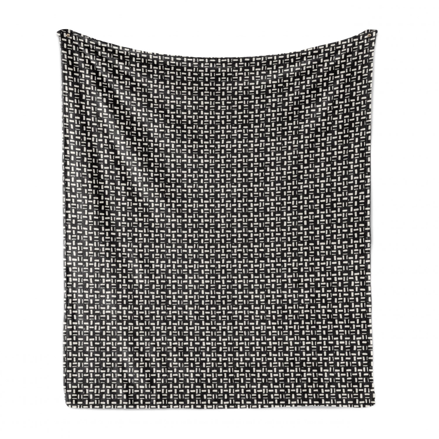 Black and Ivory Soft Flannel Fleece Blanket, Hand Drawn Repeating ...
