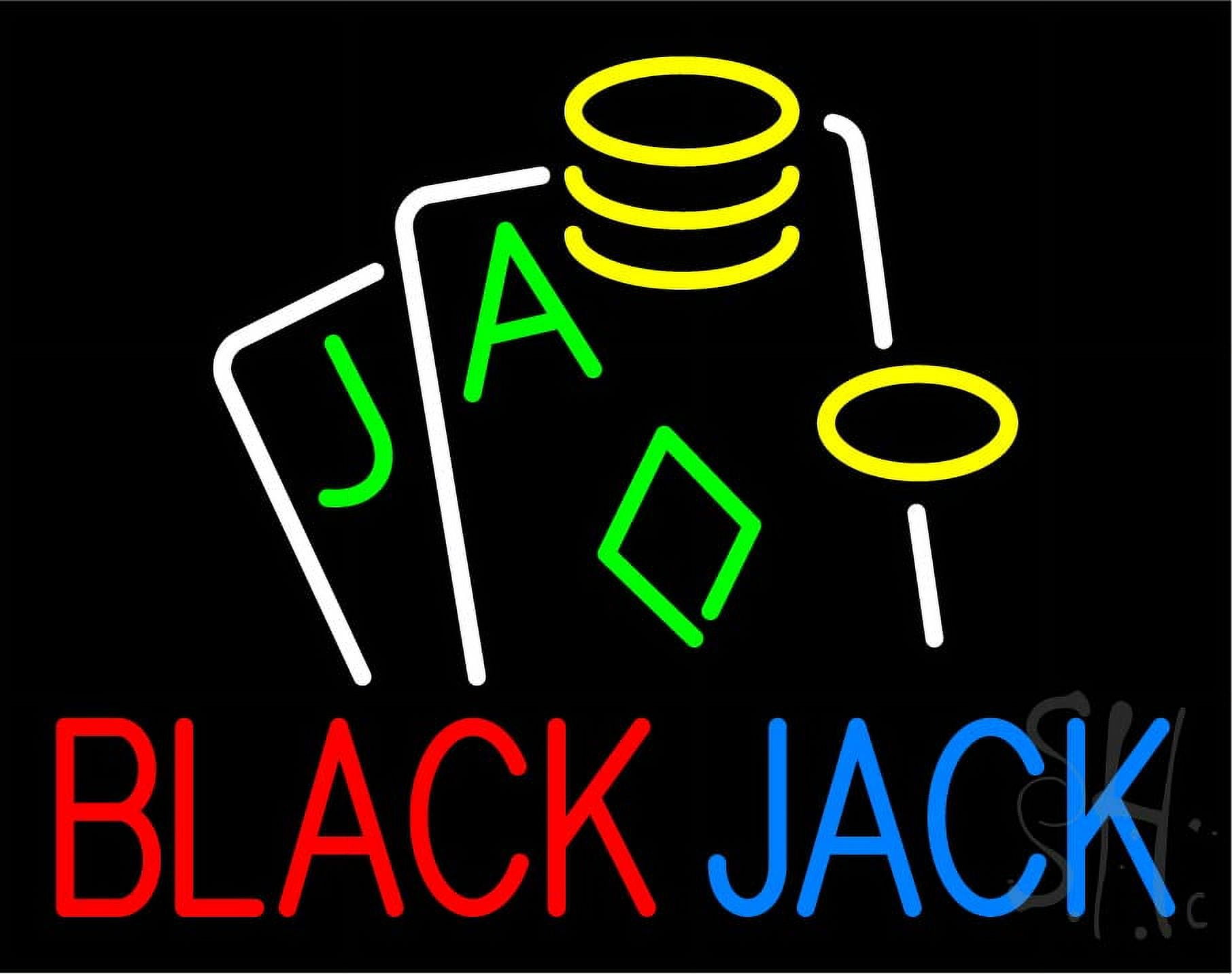 Black Jack LED Neon Sign 24 x 31 - inches, Black Square Cut Acrylic ...