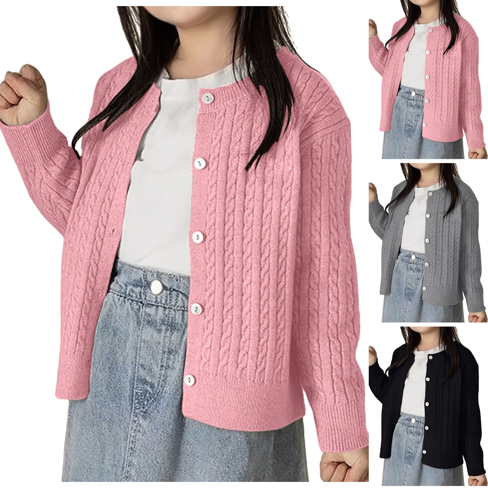 Black Jacket Girls Cute Cropped Girl's Cute Heart Print Long Sleeve ...