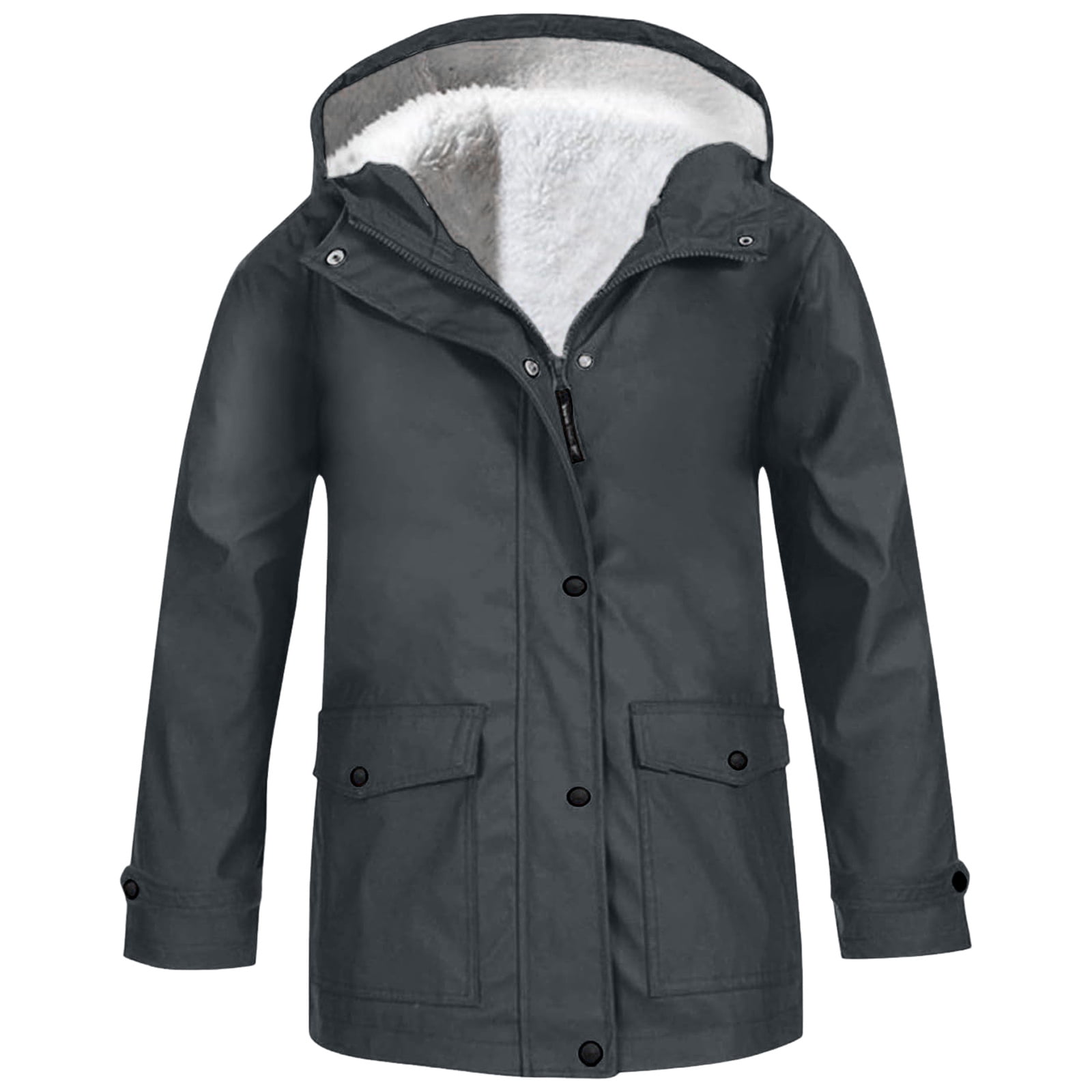 Black Jacket Kids Zip Up Girl's Waterproof Ski Jacket Fleece Snow Coat ...