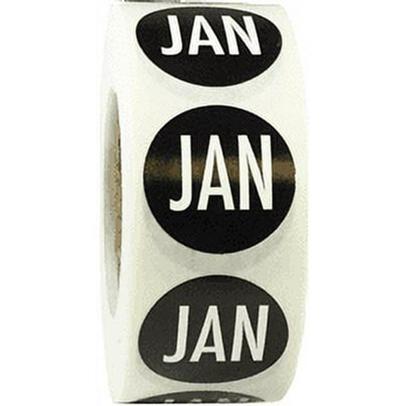 Black January Months of the Year Circle Stickers, 0.75 Inch Round, 500 ...