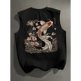 Black Japanese Ukiyo-E Koi Fish Graphic Print Casual Tank Top For Men ...