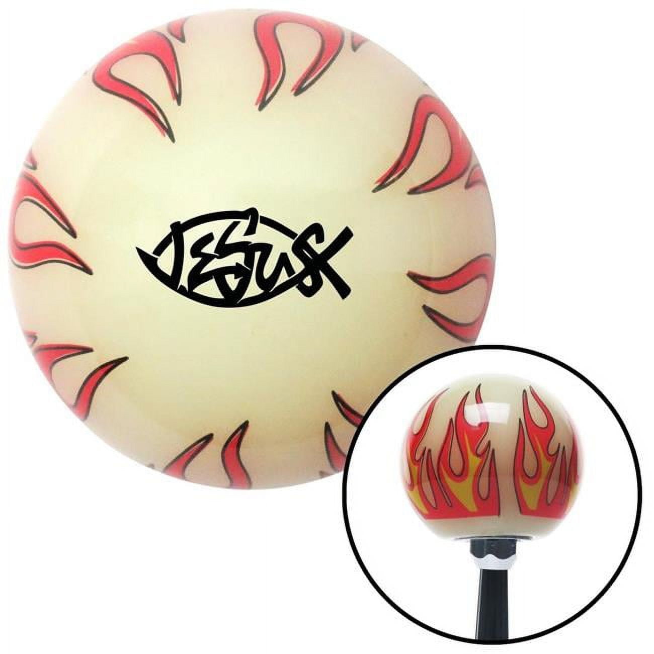 Black Jesus Fish Ivory Flame Shift Knob with M16 x 1.5 Insert Shifter ...