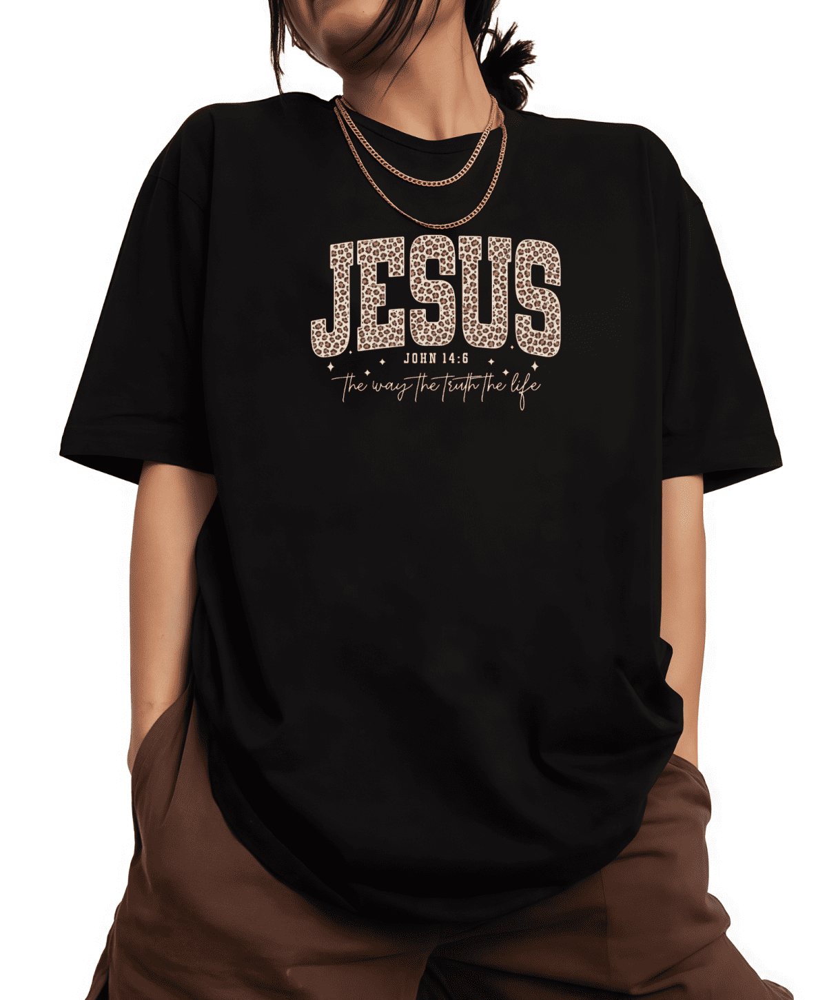 Black Jesus John 14:6 Leopard Print Tshirt Graphic Tees Shirts ...