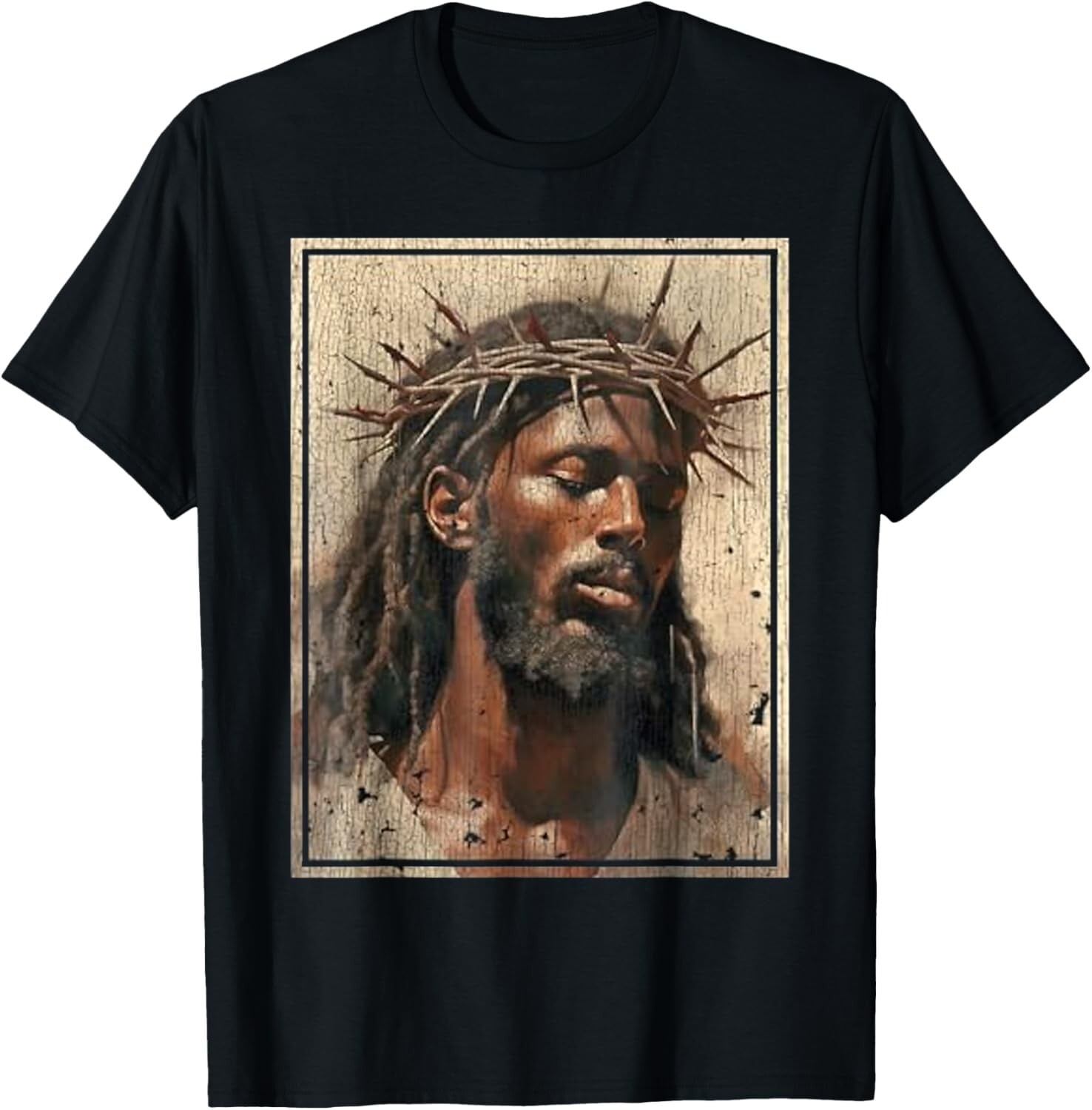 Black Jesus Shirt Face Of Jesus Cross With Crown Of Thorns unisex T ...