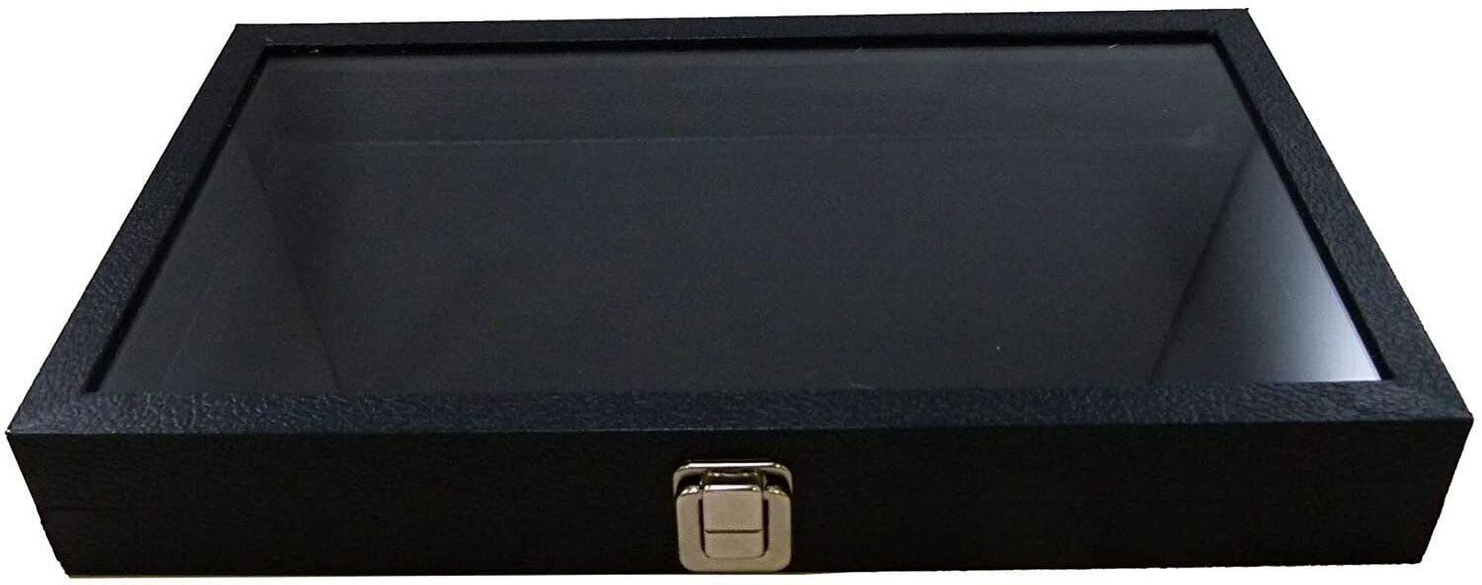 Black Jewelry Display Buckle Case 2 5/8" w Acrylic Glass Top & Pad ...