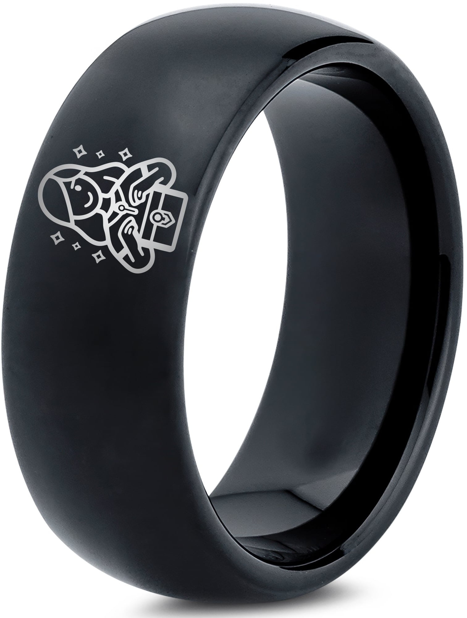 Black Jewelry Tungsten Mens Rings Gamer 40th Birthday Unique Wedding ...