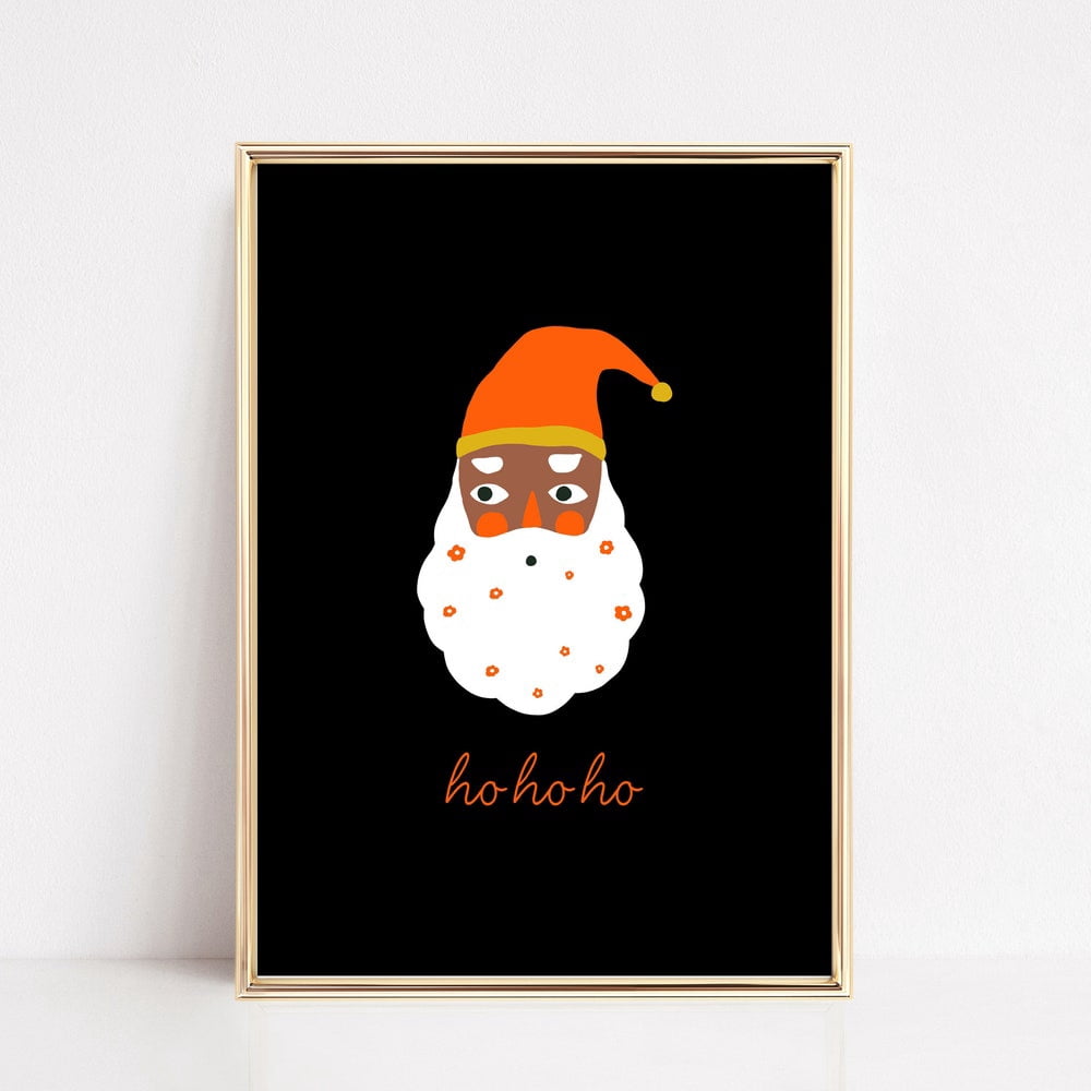 Black Jolly Man Print, Noel Print, Noel Decor, Noel Wall Art, Modern ...