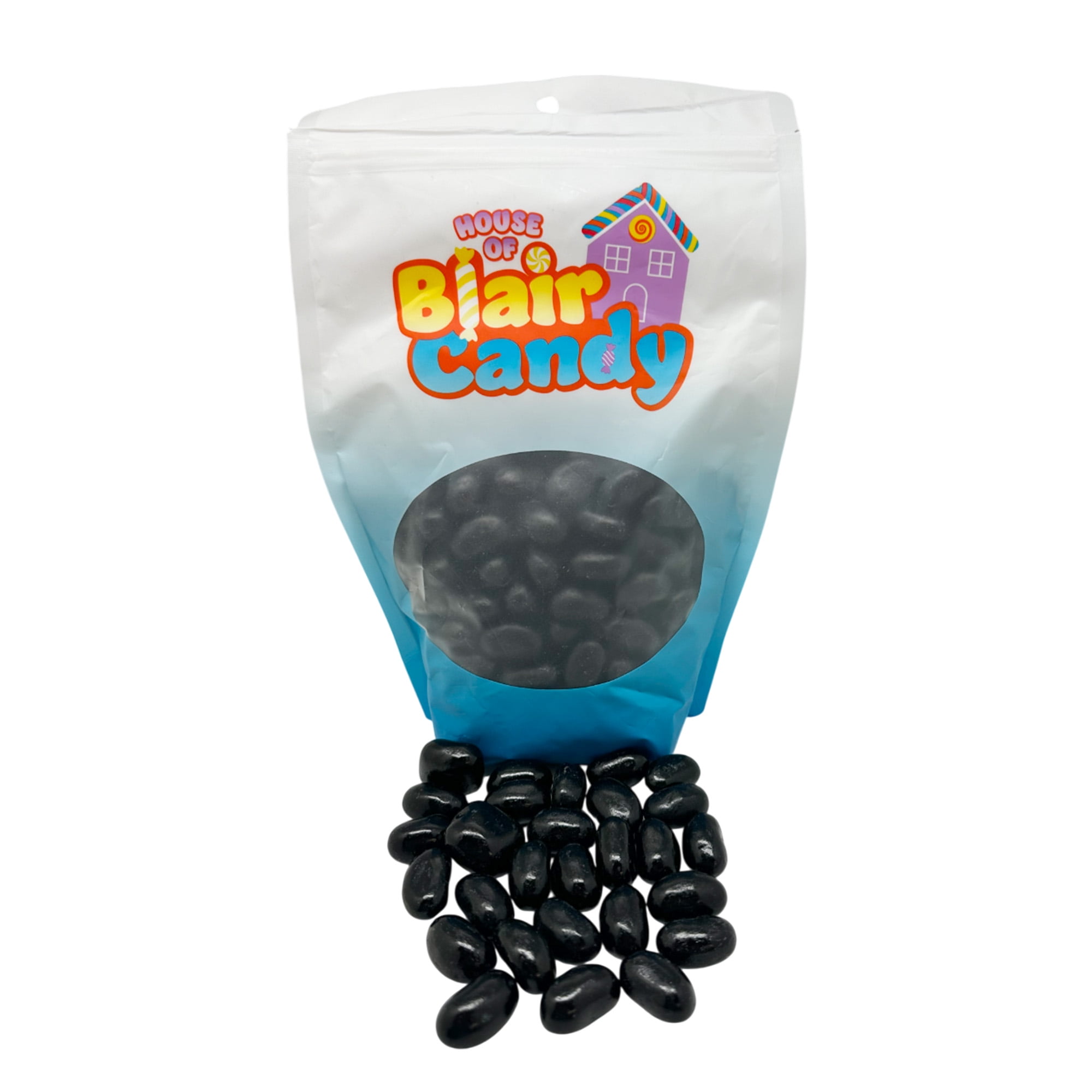 Black Jumbo Jelly Beans - 2 lb Resealable Stand-up Candy Bag (approx ...