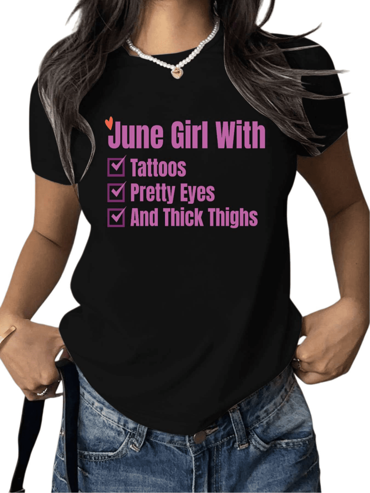 Black June Girl With Tattoos Pretty Eyes And Thick Thighs Print Tshirt ...