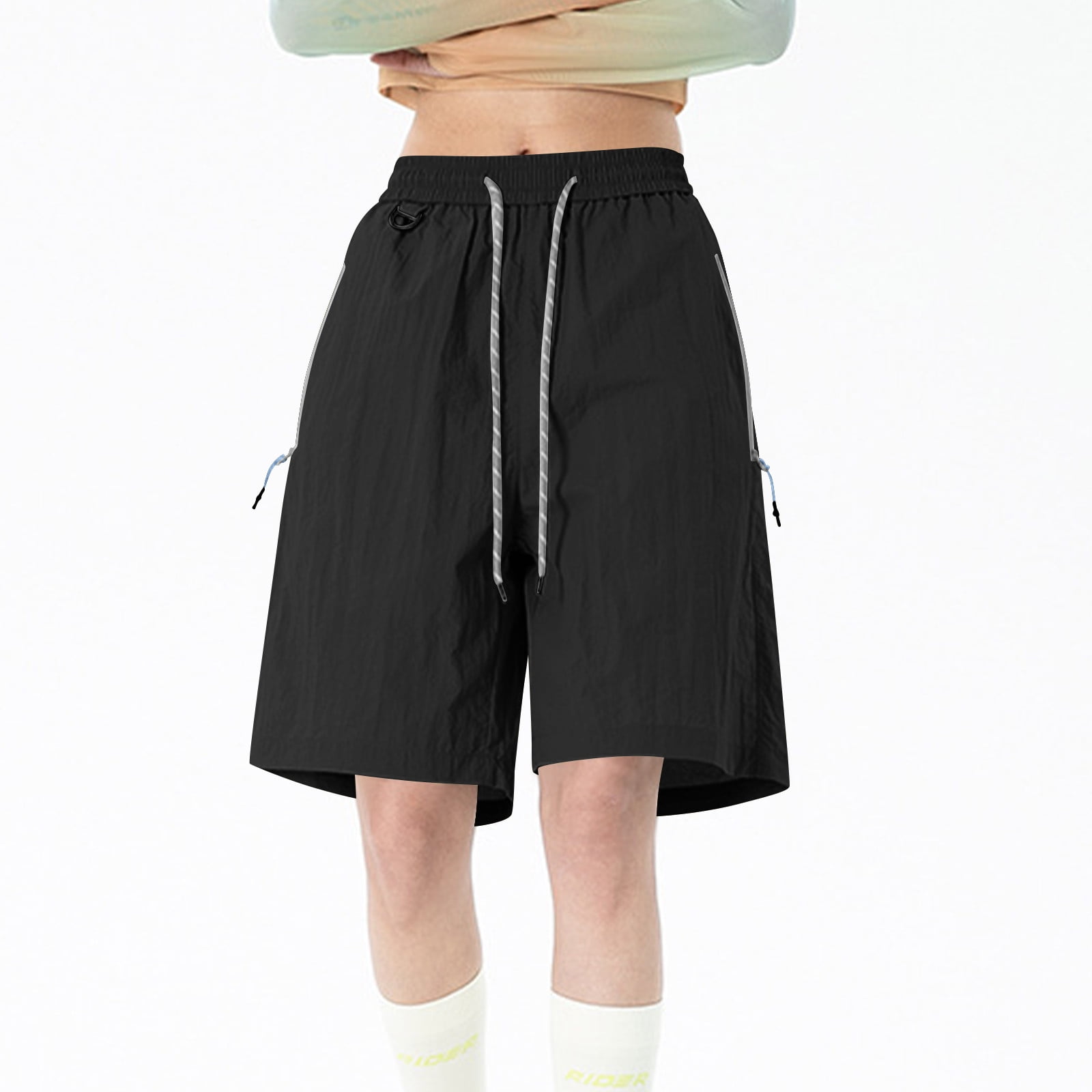 Black Juniors Cargo Sport Athletic Jogger Going Out Pants Shorts ...