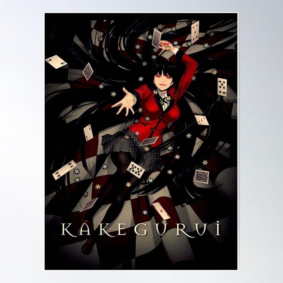 Black Kakegurui Jabami Poster Wall Art, UNFRAMED PAPER POSTER, Home ...
