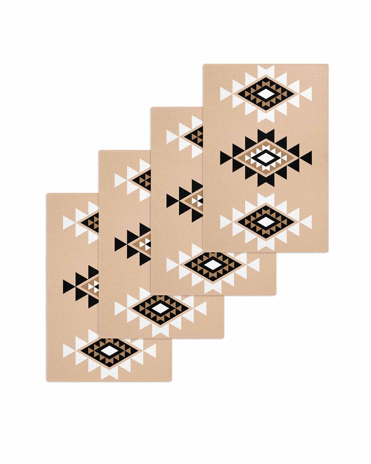 Black Khaki Boho Kitchen Dish Towels for Drying Dishes Set of 4, Aztec Southwest Ethnic ...