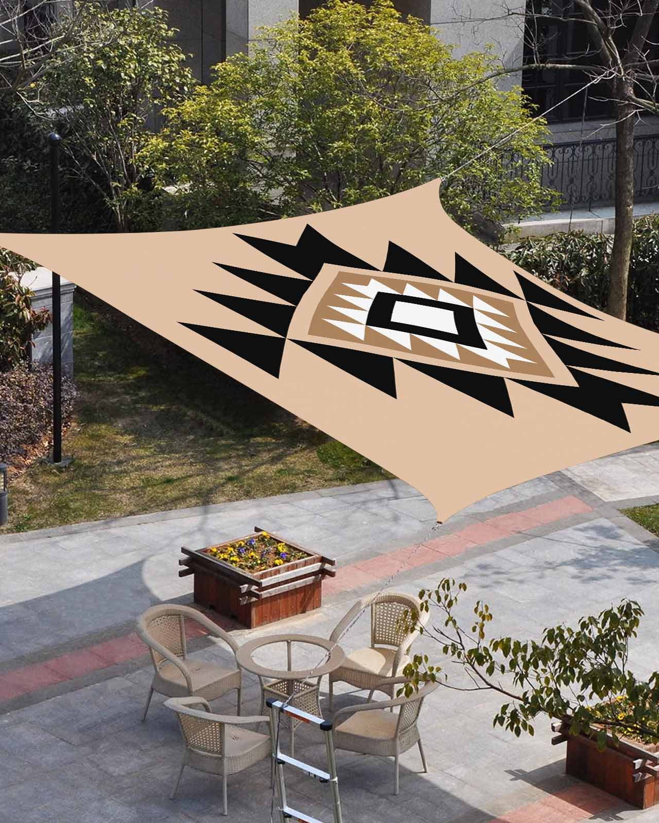 Black Khaki Boho Sun Shade Sail 12'x16' Rectangle Outdoor Shade Canopy ...