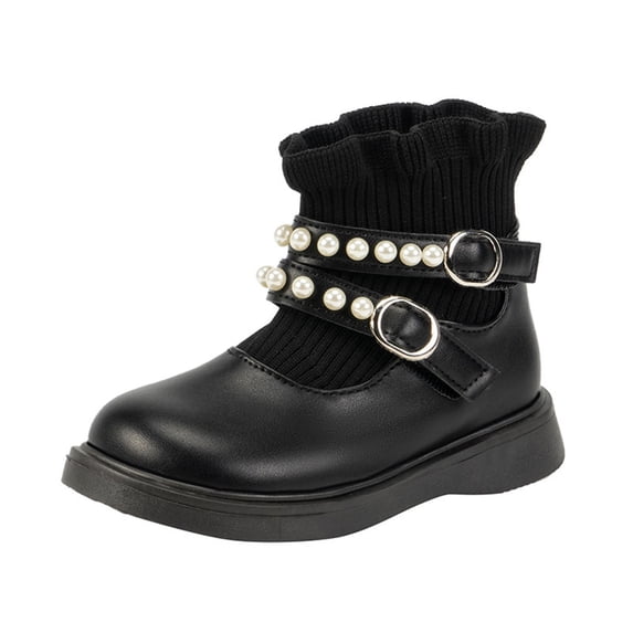 Black Kids Fashion Boots Mid Calf Synthetic Upper For School Activities ...