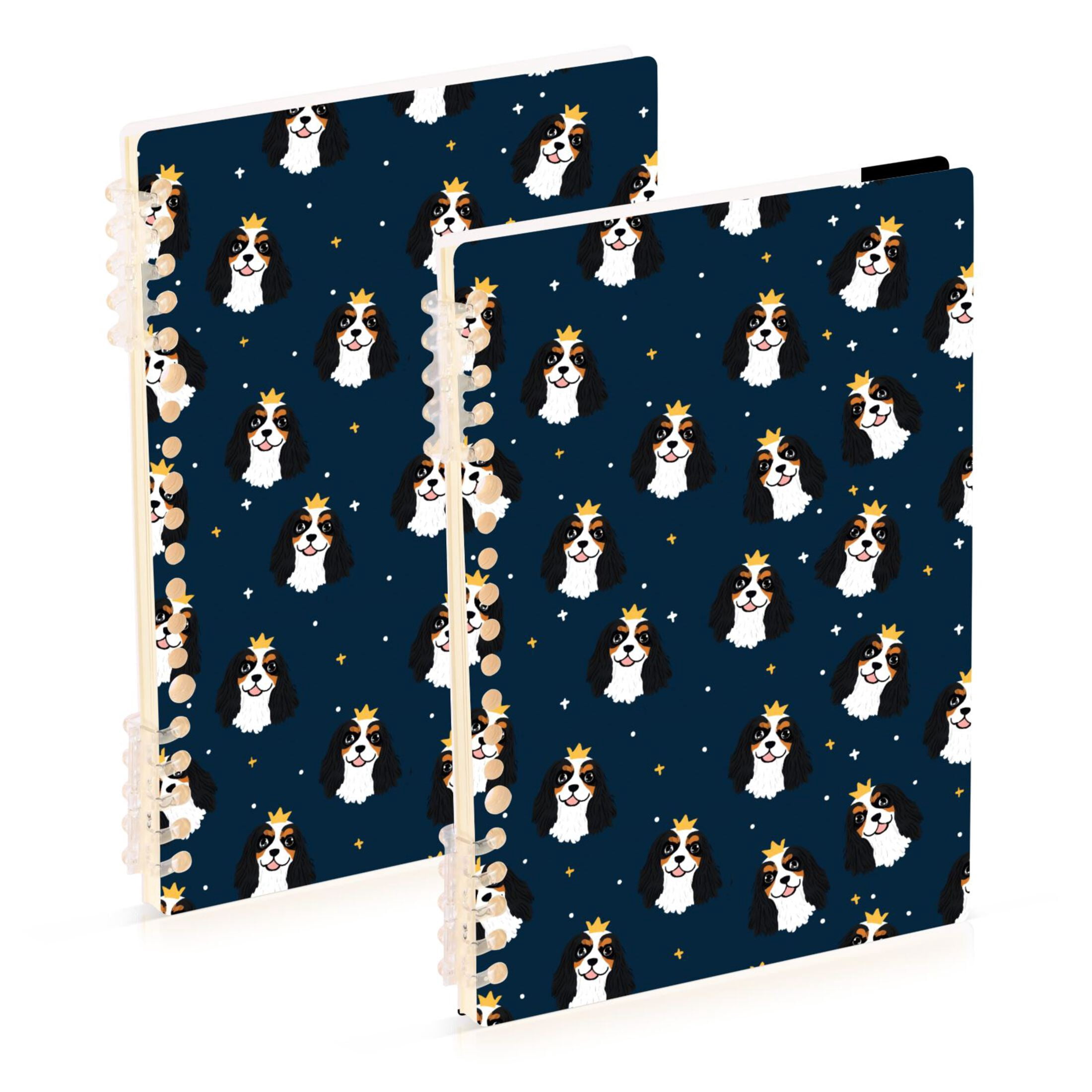 Black King Charles Dog Pattern A5 Notebook Set of 2 Refillable 60 ...